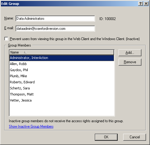 Components of a User Group – InterAction Admin Client