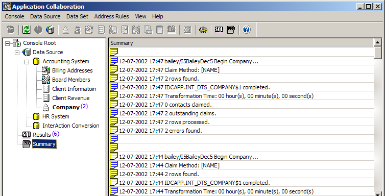 Reviewing the Transformation Summary Results – InterAction Admin Client