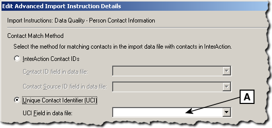 Options for Matching Contacts – InterAction Admin Client