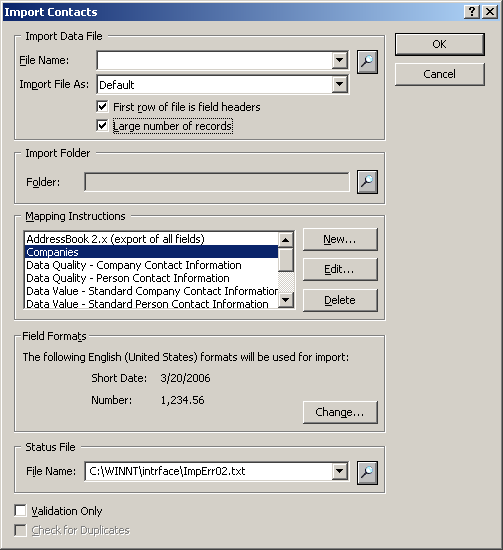 Creating and Editing Import Mapping Instructions – InterAction® Administrator Answer Center