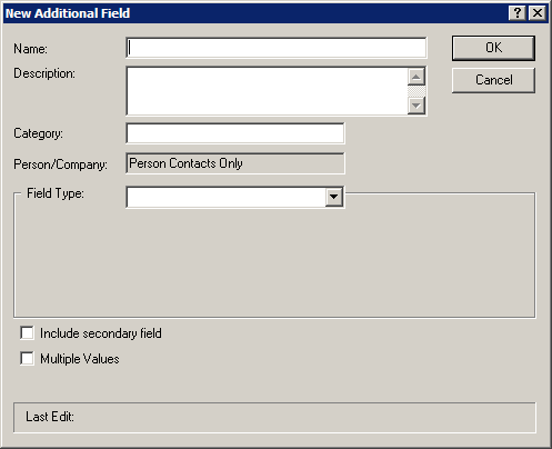 Creating and Editing Additional Field Definitions – InterAction Admin Client