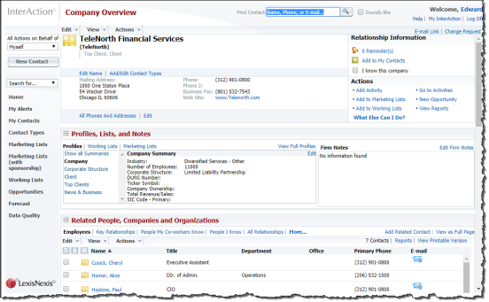 Overview of the Main Person/Company Pages – InterAction Admin Client