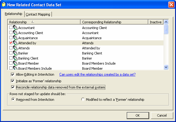 Selecting the Relationship Type – InterAction Admin Client