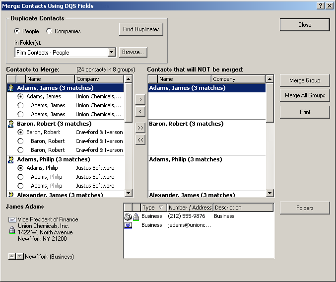 Merging Contacts Using DQS Fields – InterAction Admin Client