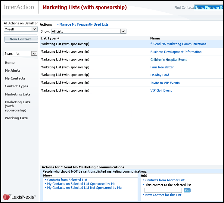 Using Marketing Lists in the Web Client – InterAction Admin Client