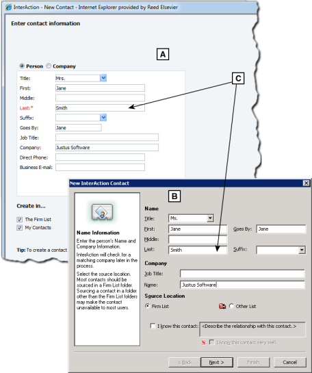 Configure New Contact Wizard – InterAction Admin Client