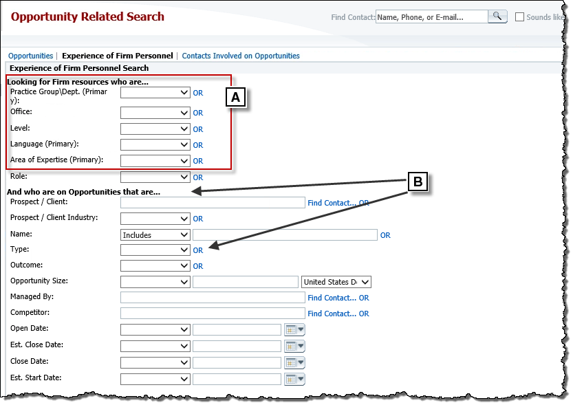 External Expertise/Internal Expertise Contact Criteria Searches – InterAction Admin Client