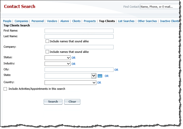 Top Clients Search – InterAction Admin Client