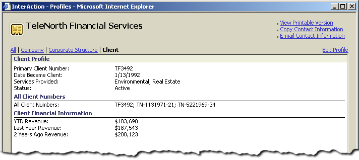 Client Profile – InterAction Admin Client