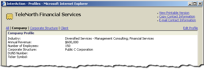 Company Profile – InterAction® Administrator Answer Center