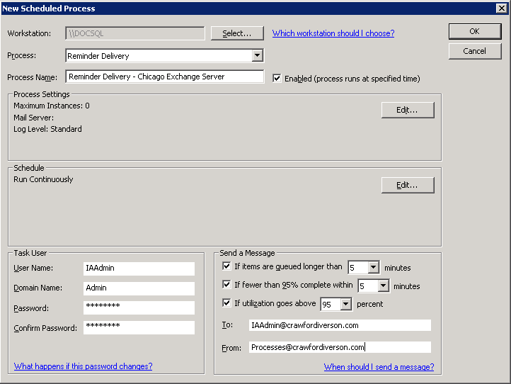 Configuring the Reminder Delivery – InterAction Admin Client