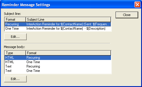 Configuring Reminder Message Settings – InterAction Admin Client