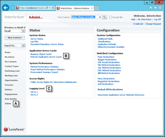 InterAction Web Client – InterAction Admin Client