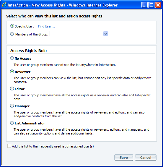Web Client Security for Working Lists – InterAction® Administrator ...